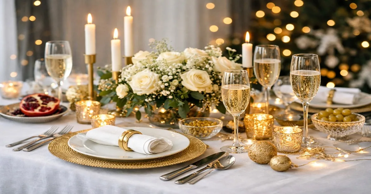 Lista de itens essenciais para mesa postal de Réveillon